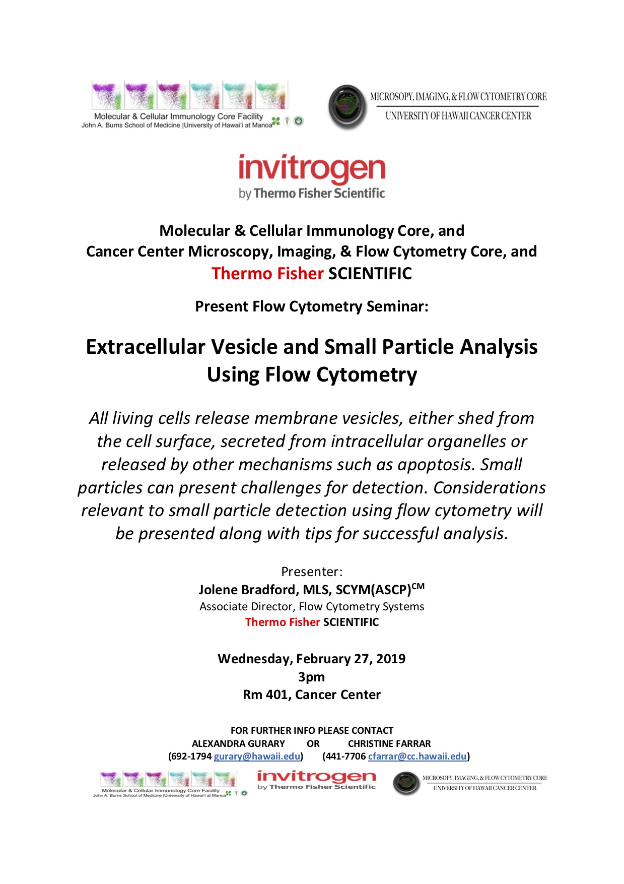 MCI and CCMIF Cores Flow Cytometry Seminar: “Extracellular Vesicle and ...